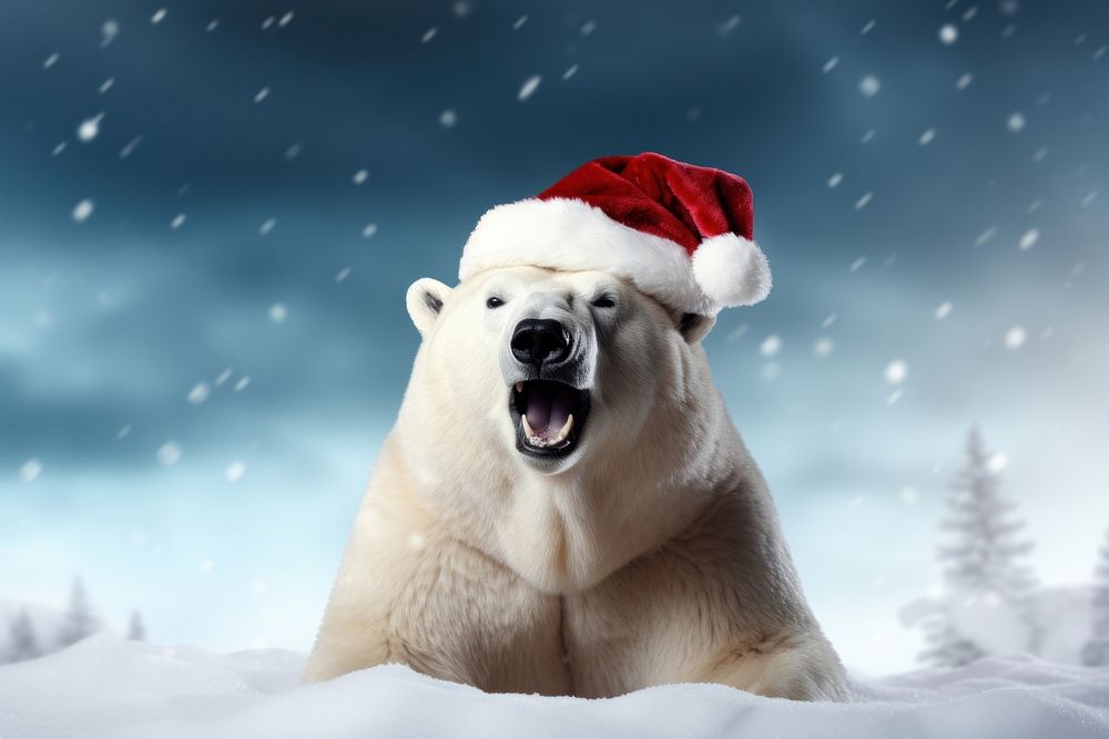 Polar bear christmas mammal animal. | Free Photo - rawpixel