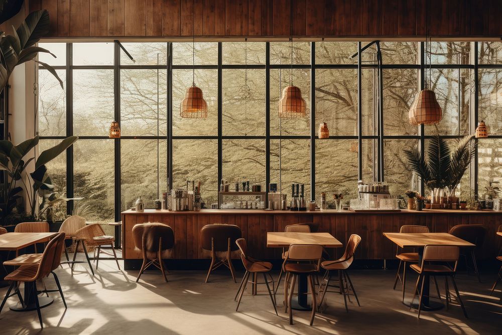 Cafe architecture restaurant furniture. AI | Free Photo - rawpixel