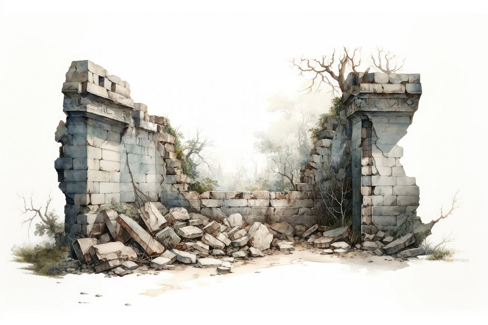 Architecture ruins wall white background. | Free Photo Illustration ...