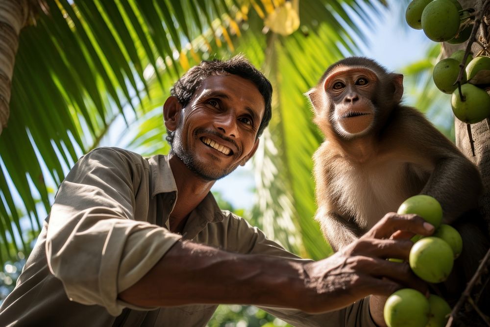 Coconut monkey nature plant. AI | Free Photo - rawpixel