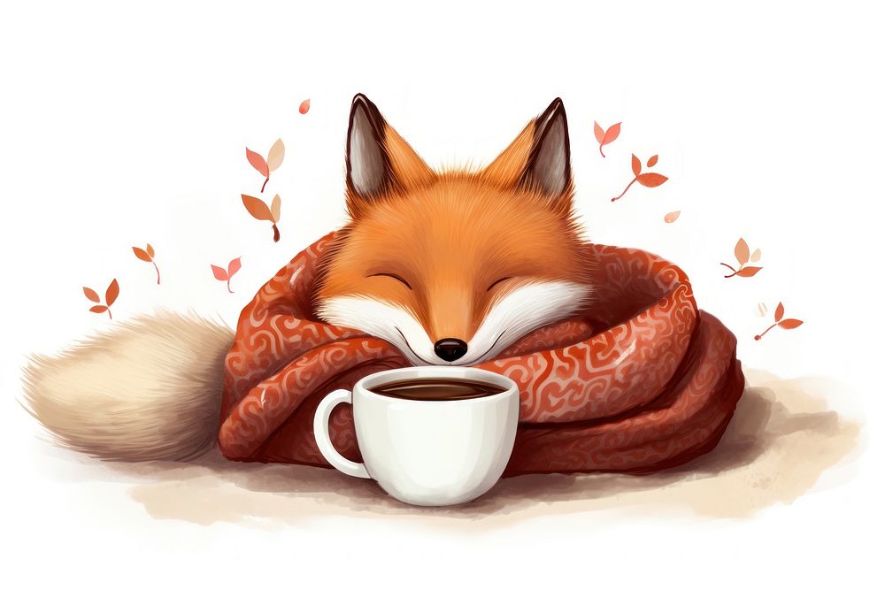 Coffee fox cup animal. | Free Photo Illustration - rawpixel