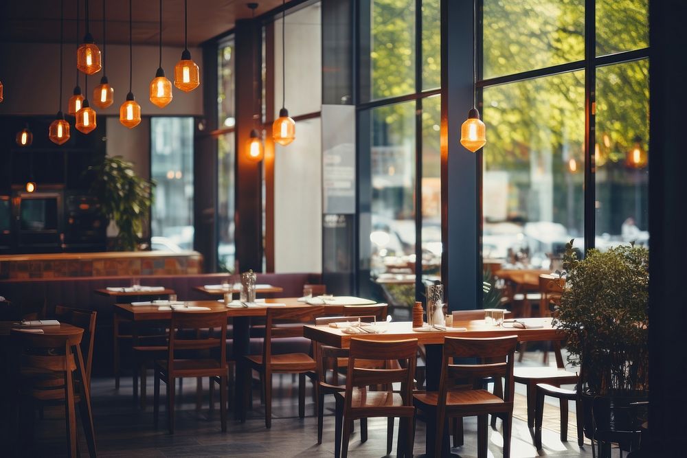 Restaurant architecture furniture building. AI | Premium Photo - rawpixel