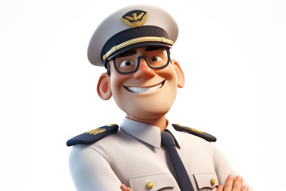 Cartoon captain white background protection. | Free Photo Illustration ...