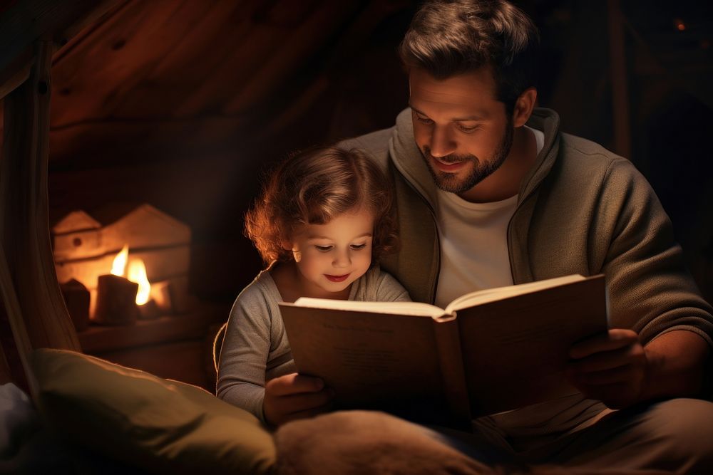 Reading publication father adult. AI | Free Photo - rawpixel