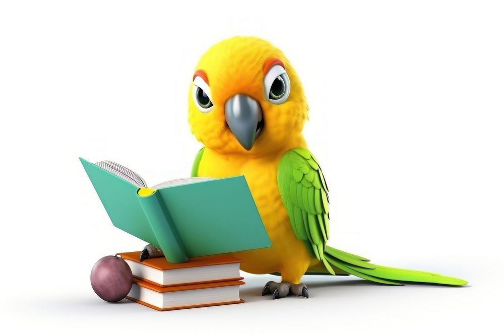 Reading parrot cartoon animal. AI | Premium Photo Illustration - rawpixel