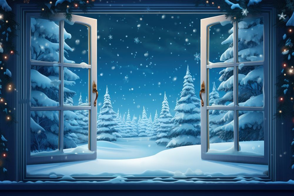Window snow christmas nature. AI | Free Photo Illustration - rawpixel