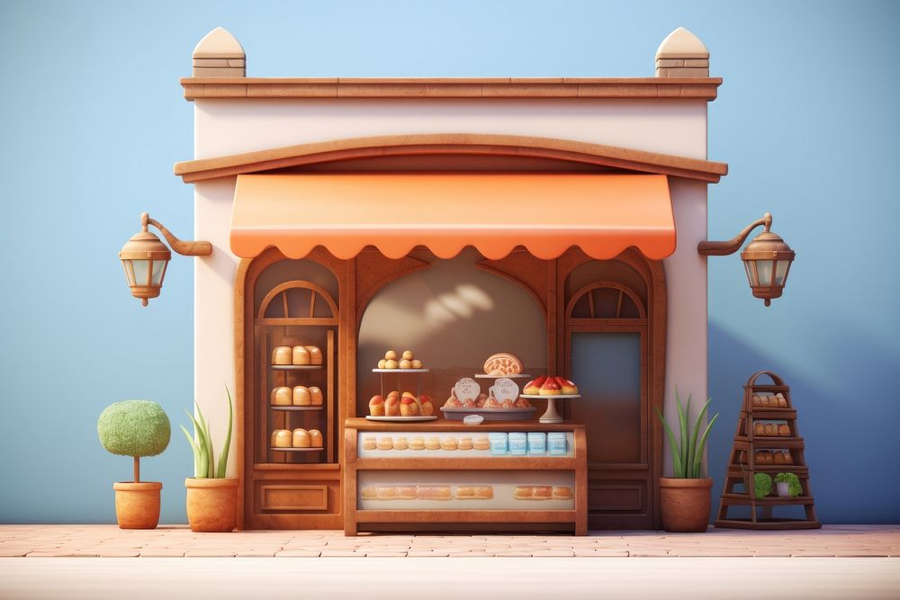 Bakery shop cartoon representation architecture. | Premium Photo ...