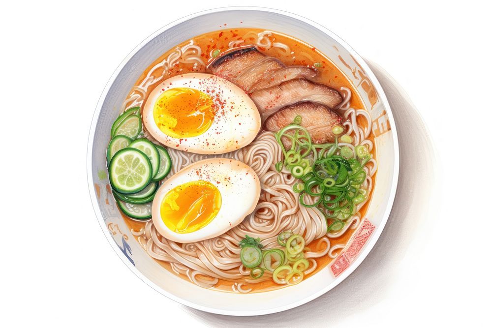 Ramen plate food meal. | Free Photo Illustration - rawpixel