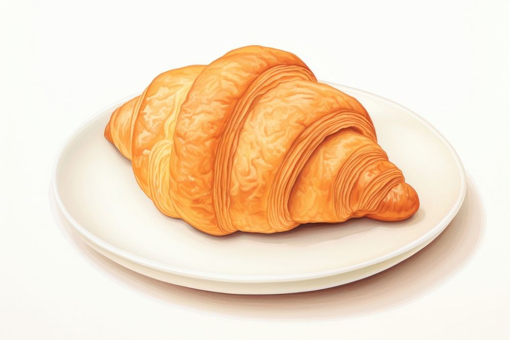 Croissant plate bread food. | Free Photo Illustration - rawpixel