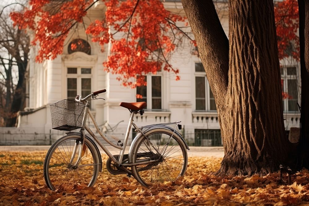 Bicycle autumn vehicle plant. AI | Free Photo - rawpixel