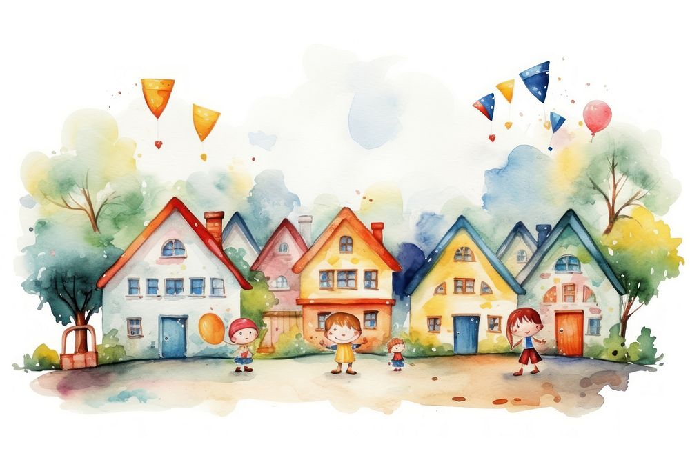 Kindergarten architecture building drawing. | Free Photo Illustration ...