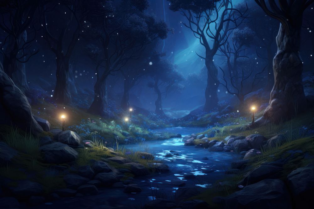 Night landscape outdoors lighting. | Premium Photo Illustration - rawpixel