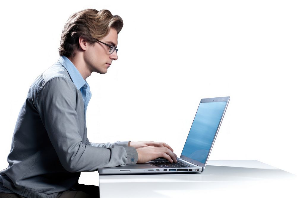 Laptop computer glasses sitting. | Premium Photo - rawpixel