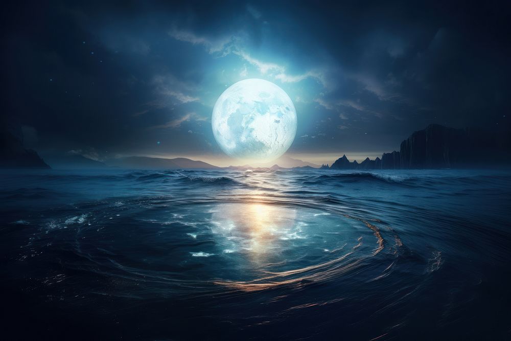 Moon sea astronomy outdoors. AI | Free Photo - rawpixel