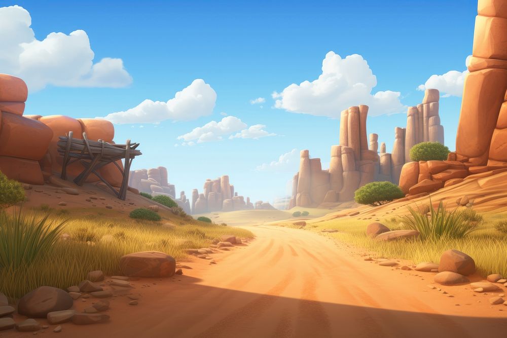 Landscape outdoors cartoon desert | Premium Photo Illustration - rawpixel