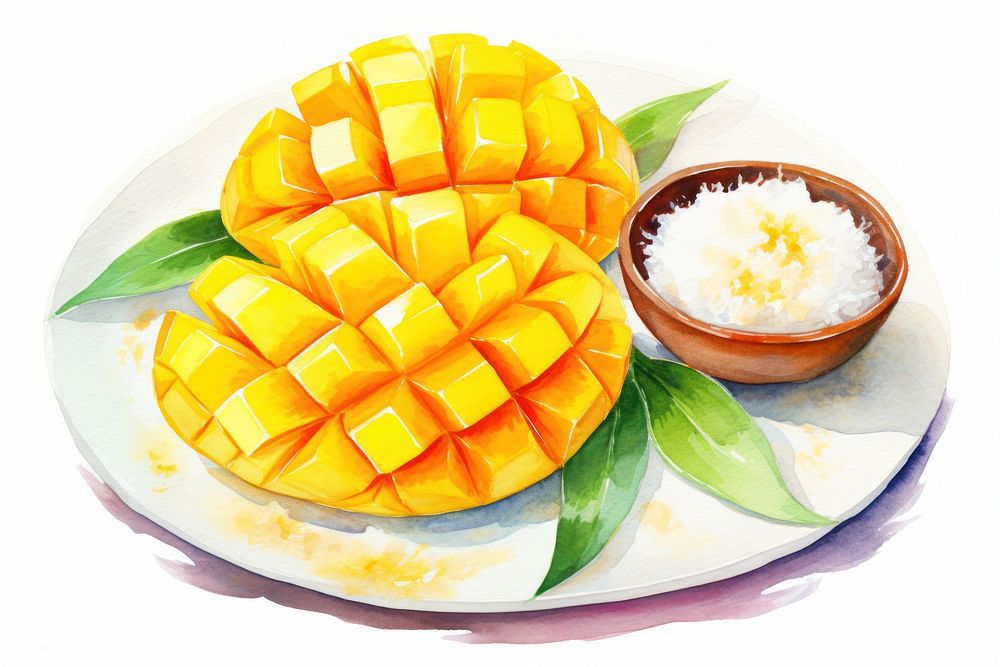 Mango plate food meal. AI | Premium Photo Illustration - rawpixel