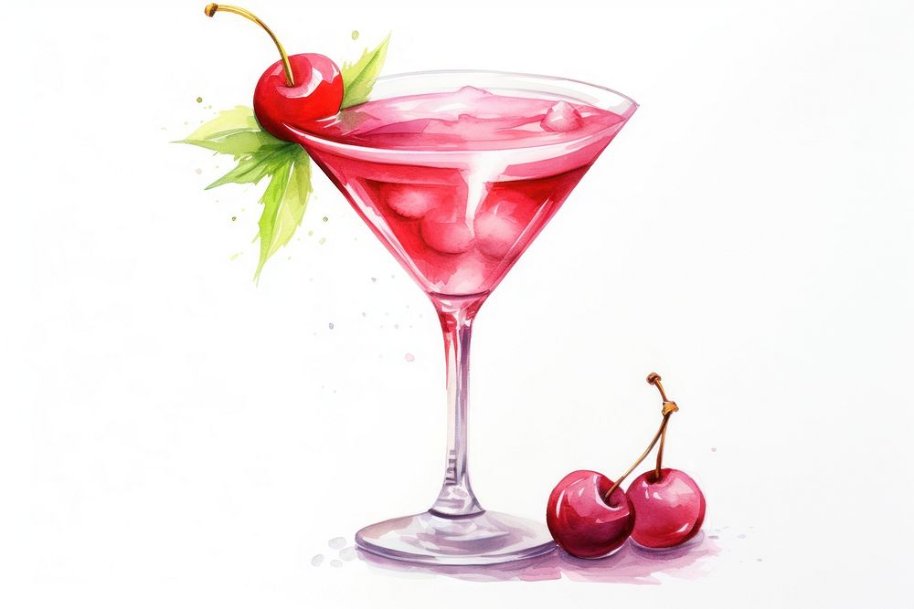 Cocktail martini cherry drink. | Free Photo Illustration - rawpixel