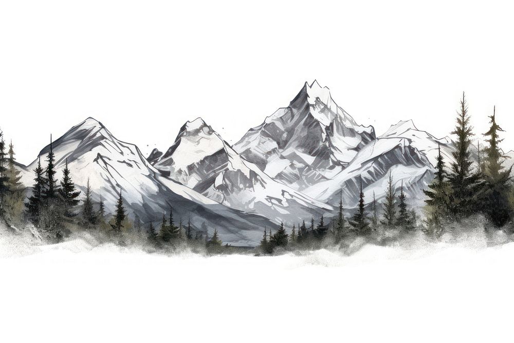 Mountain landscape outdoors drawing. | Premium Photo Illustration ...