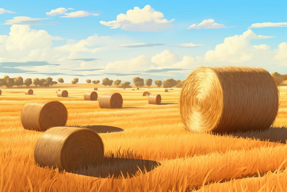 Field hay agriculture landscape. AI | Free Photo Illustration - rawpixel