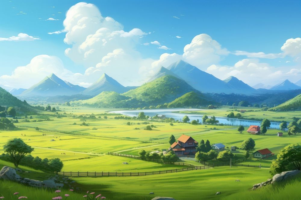 Architecture countryside landscape grassland. AI | Free Photo ...