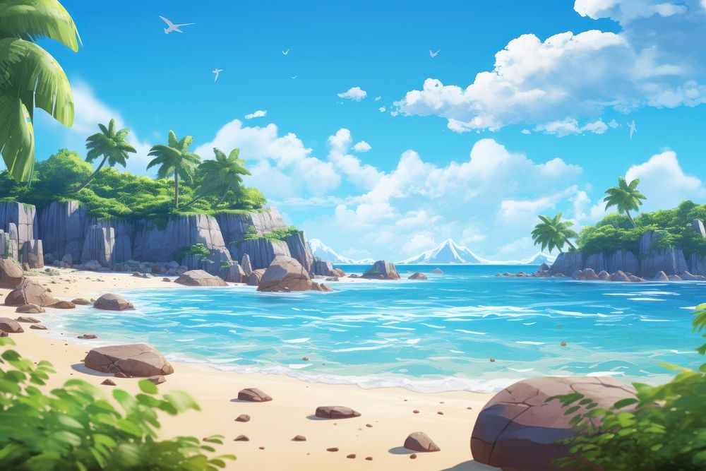 Land landscape outdoors cartoon. | Free Photo Illustration - rawpixel