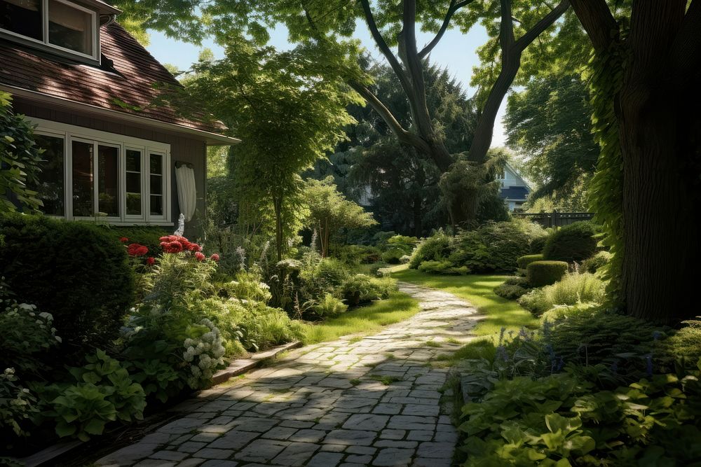 Backyard house architecture outdoors. AI | Premium Photo - rawpixel