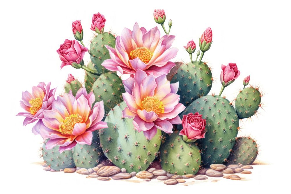 Cactus flower drawing plant. AI | Free Photo Illustration - rawpixel