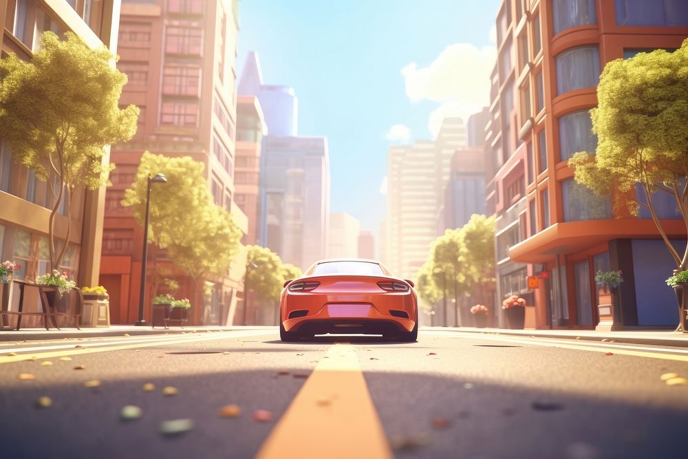 Crossover car city road architecture. | Free Photo Illustration - rawpixel