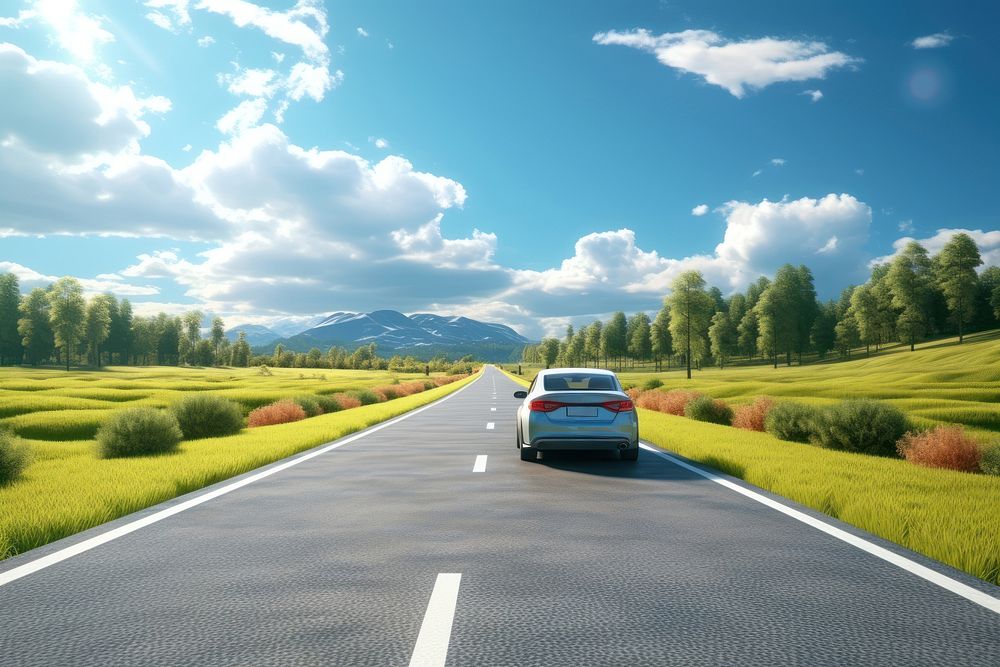 PPV car road landscape outdoors. | Free Photo Illustration - rawpixel