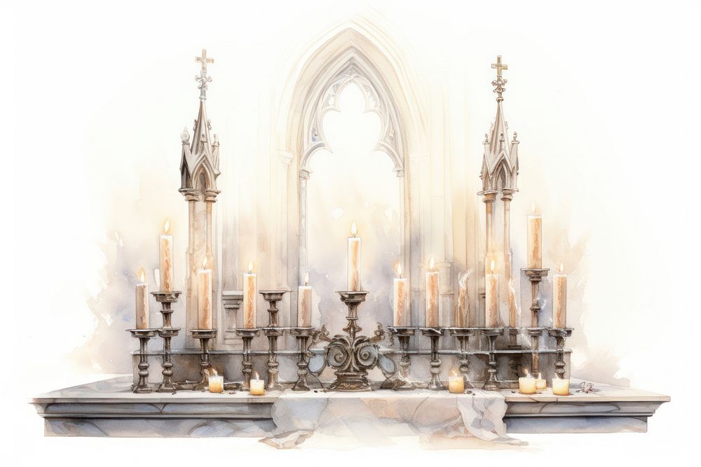 Lit candles architecture church altar | Free Photo Illustration - rawpixel