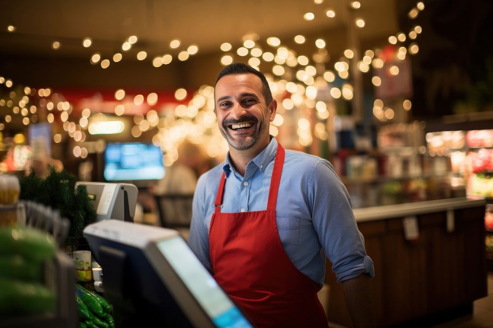 Cheerful shop owner customer cheerful | Free Photo - rawpixel
