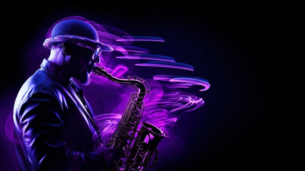 Jazz musician playing saxophone purple | Premium Photo - rawpixel