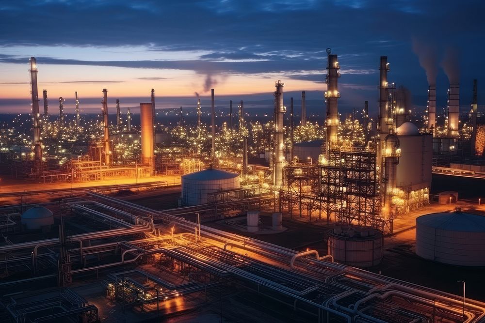 Refinery architecture outdoors factory. AI | Free Photo - rawpixel