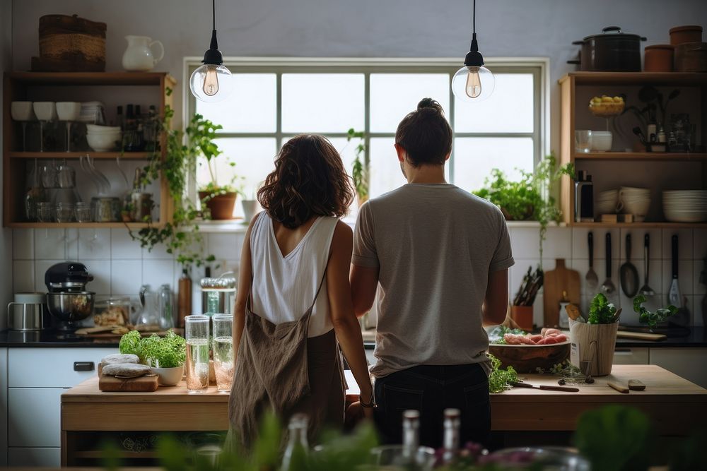Couple cooking kitchen adult home. | Free Photo - rawpixel