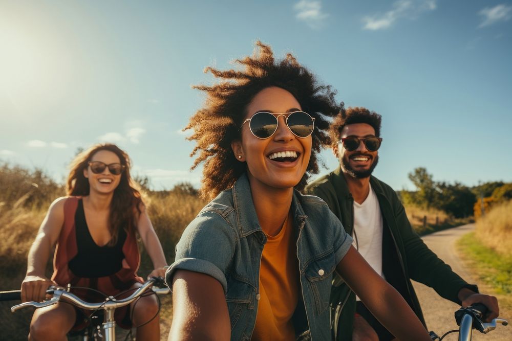 Bicycling laughing smiling bicycle | Free Photo - rawpixel