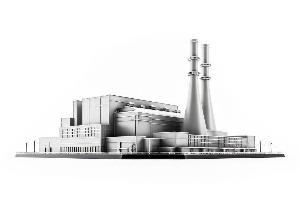 Nuclear powerplant architecture building factory. | Premium Photo ...