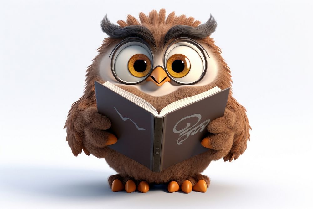 Owl hold a book cartoon | Free Photo Illustration - rawpixel