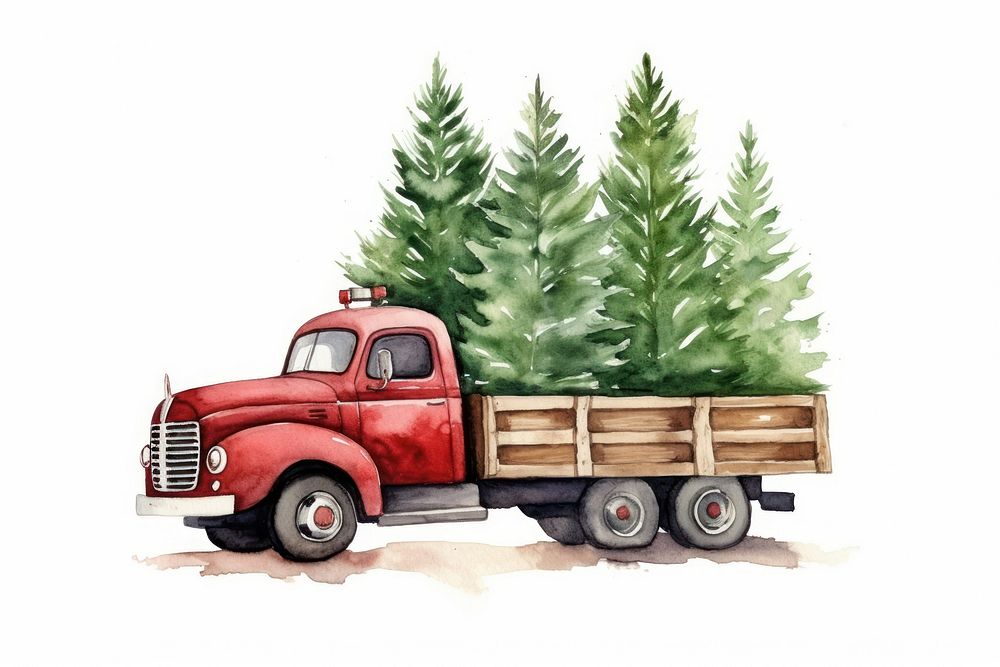 Truck carrying Christmas tree truck | Premium Photo Illustration - rawpixel