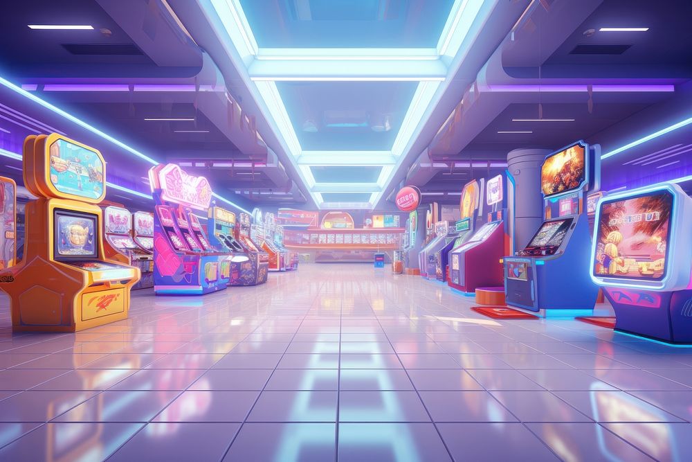 Games center cartoon indoors architecture | Free Photo Illustration ...
