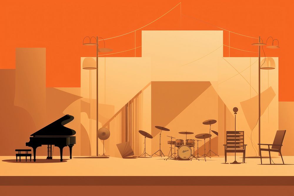 Jazz Stage chair piano architecture. | Premium Photo Illustration ...
