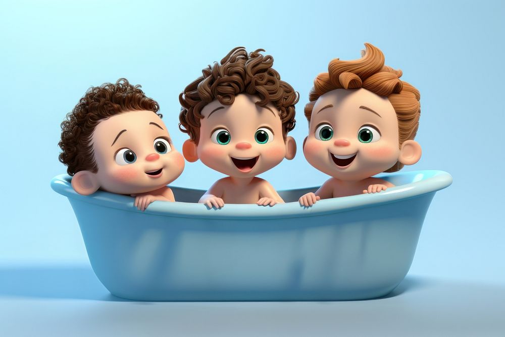 Baby bathtub bathing cartoon. | Premium Photo Illustration - rawpixel