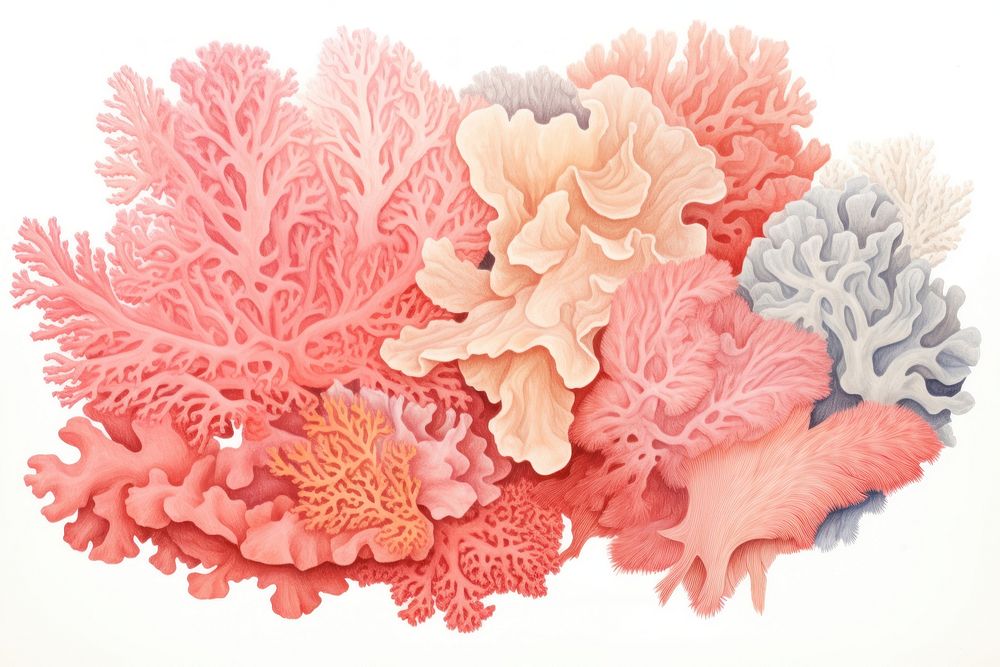 Coral reef drawing nature red. | Free Photo Illustration - rawpixel
