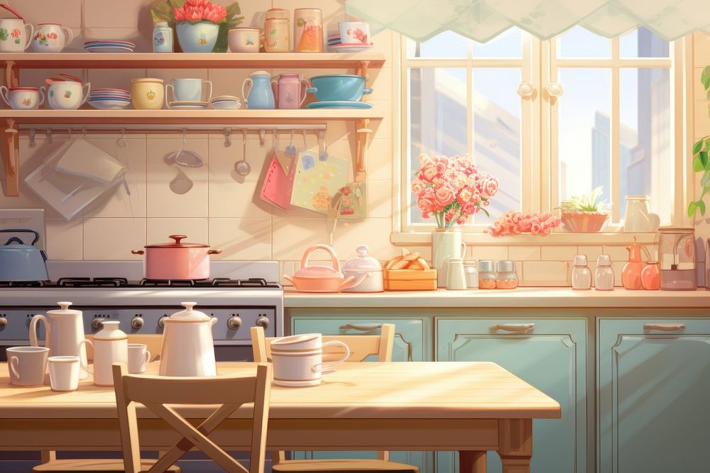 Kitchen table architecture furniture. AI | Free Photo Illustration ...