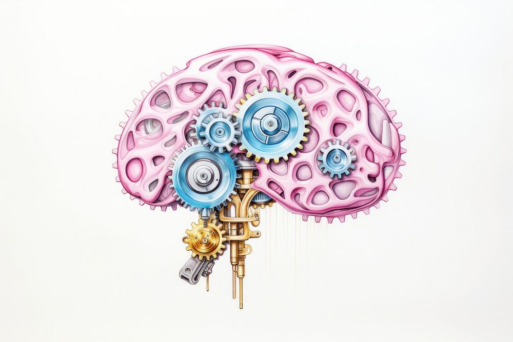 Drawing brain gear art. AI | Premium Photo Illustration - rawpixel