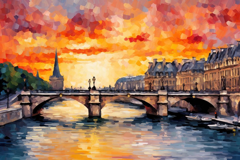 Pont neuf outdoors painting bridge. | Free Photo Illustration - rawpixel