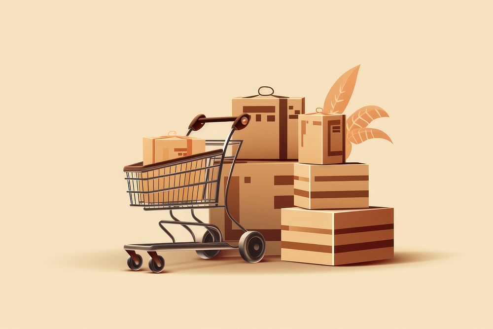 Shopping box cardboard cart. AI | Free Photo Illustration - rawpixel