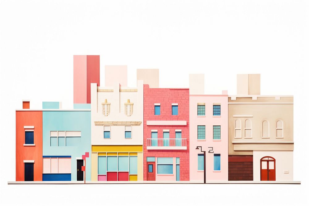 Brick building facade architecture painting | Free Photo Illustration ...