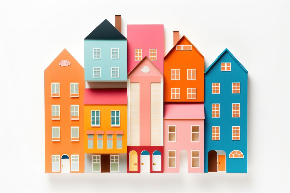 Townhouse architecture building white background. | Premium Photo ...