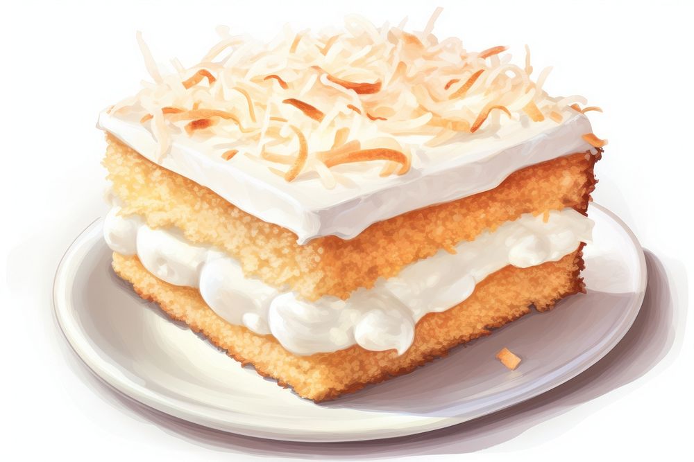 Coconut cake dessert cream icing. | Free Photo Illustration - rawpixel