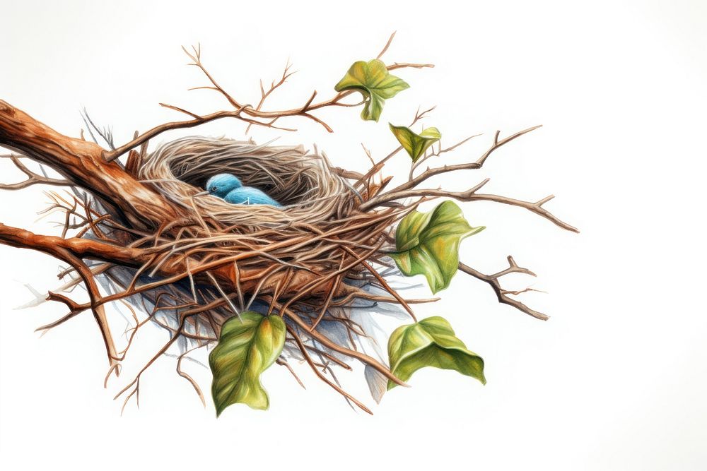 Tree branch nest drawing plant. | Free Photo Illustration - rawpixel